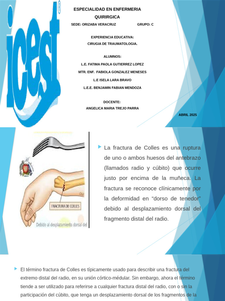 FX Colles | PDF | Mano | Sistema musculoesquelético