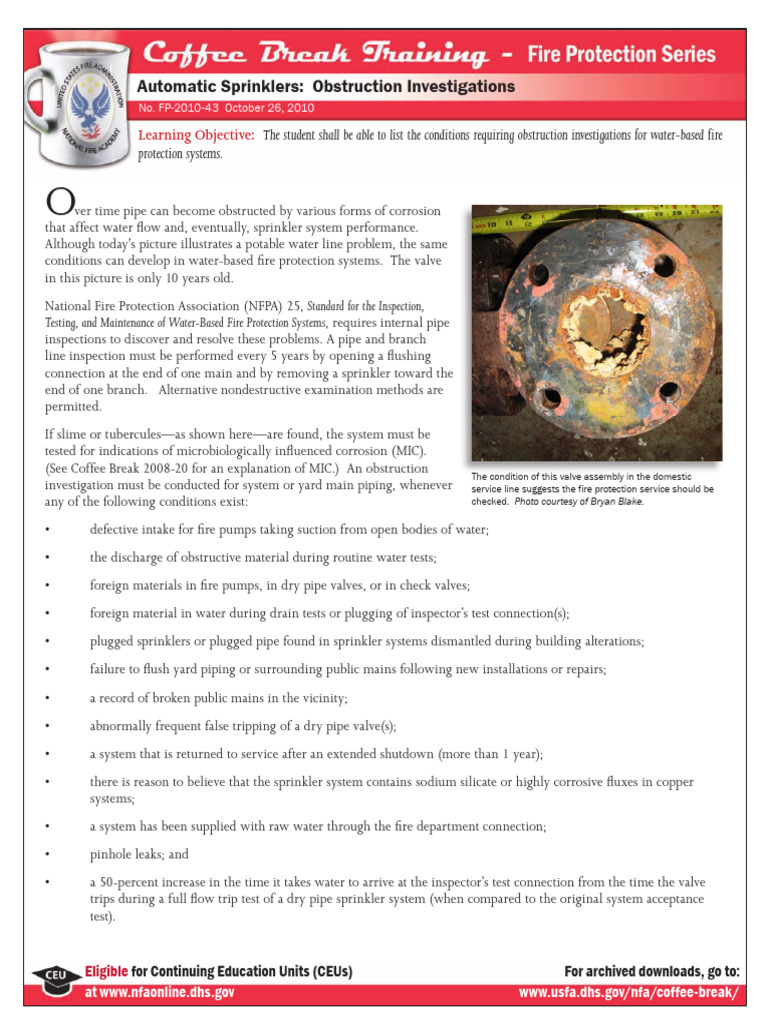 Sprinkler Obstruction Investigation Guide | PDF | Fire Sprinkler System ...