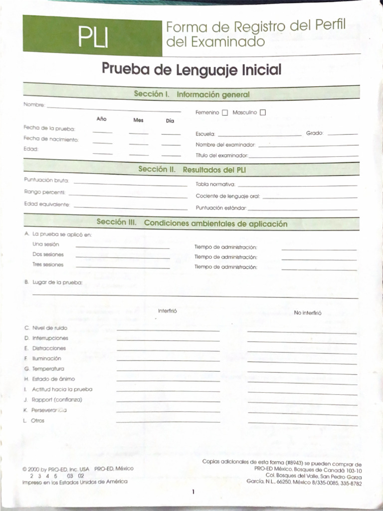 PLI Forma de Registro | PDF