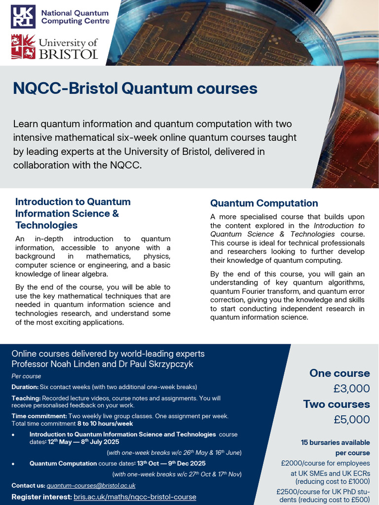 NQCC Bris Quantum Courses Flyer | PDF | Quantum Computing | Computer ...