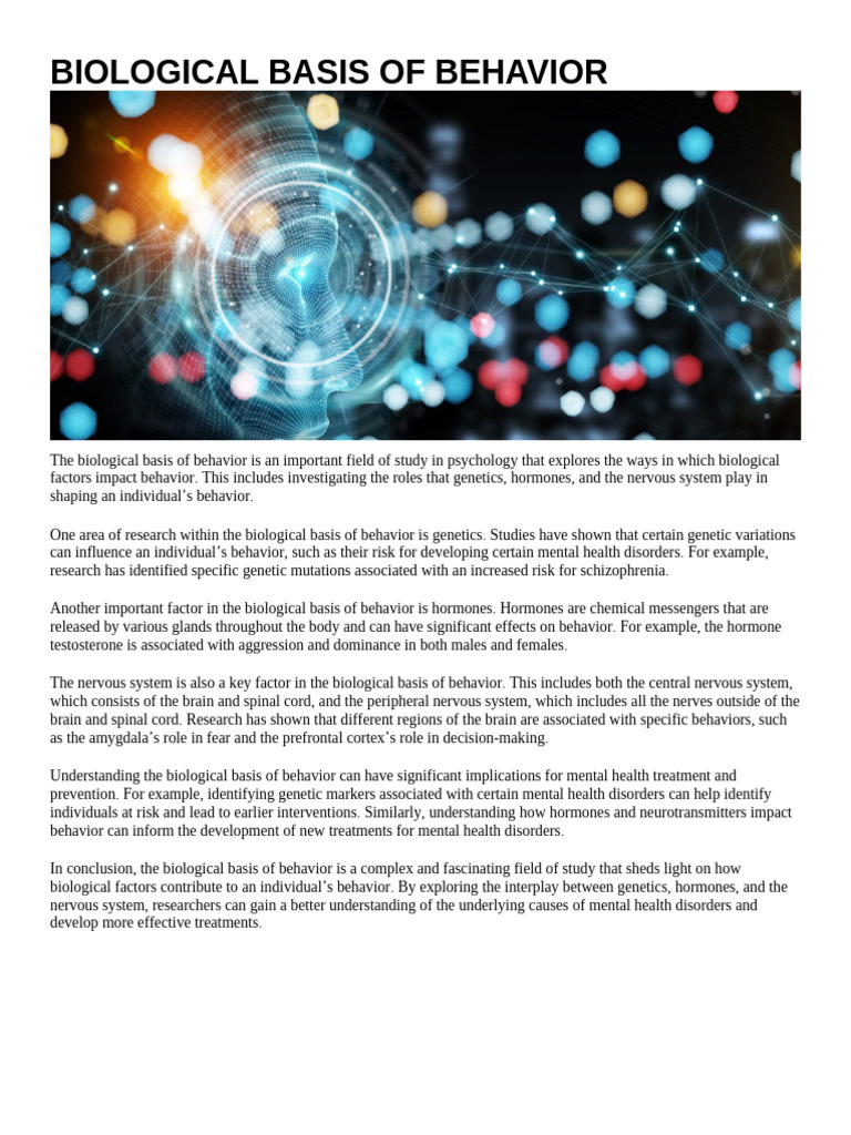 Biological Basis of Behavior | PDF | Neurotransmitter | Neuron