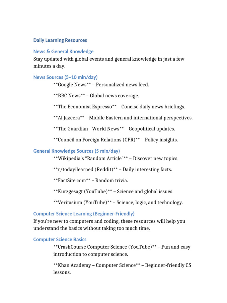 Daily Learning Resources | PDF