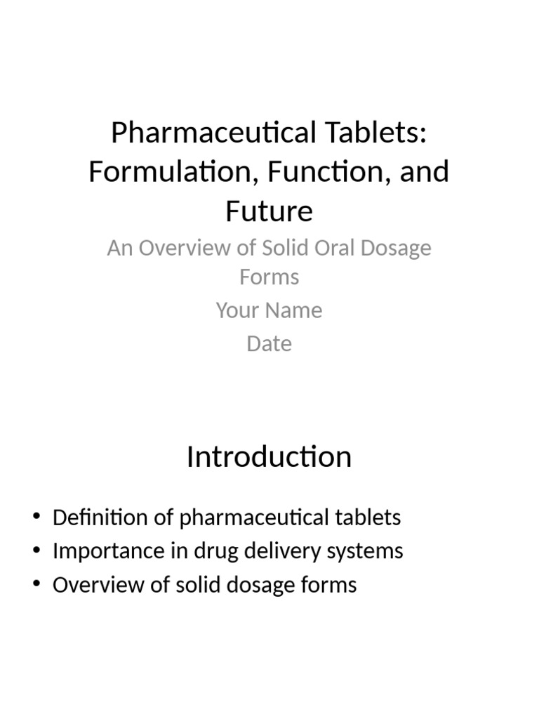 Pharmaceutical Tablets Presentation | PDF