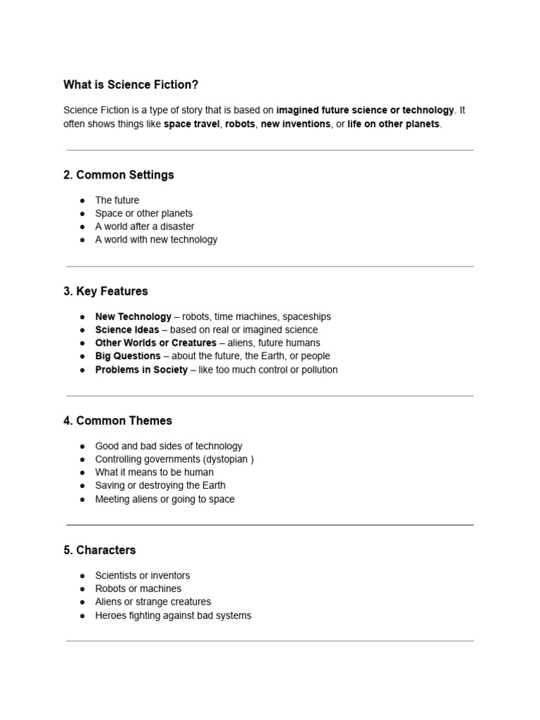 Understanding Science Fiction Elements | PDF