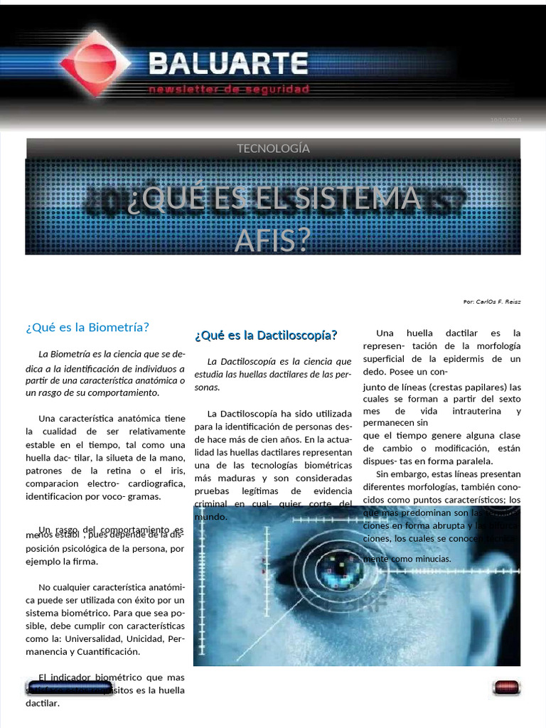 PDF Sistema Afis | PDF | Huella dactilar | Biometría
