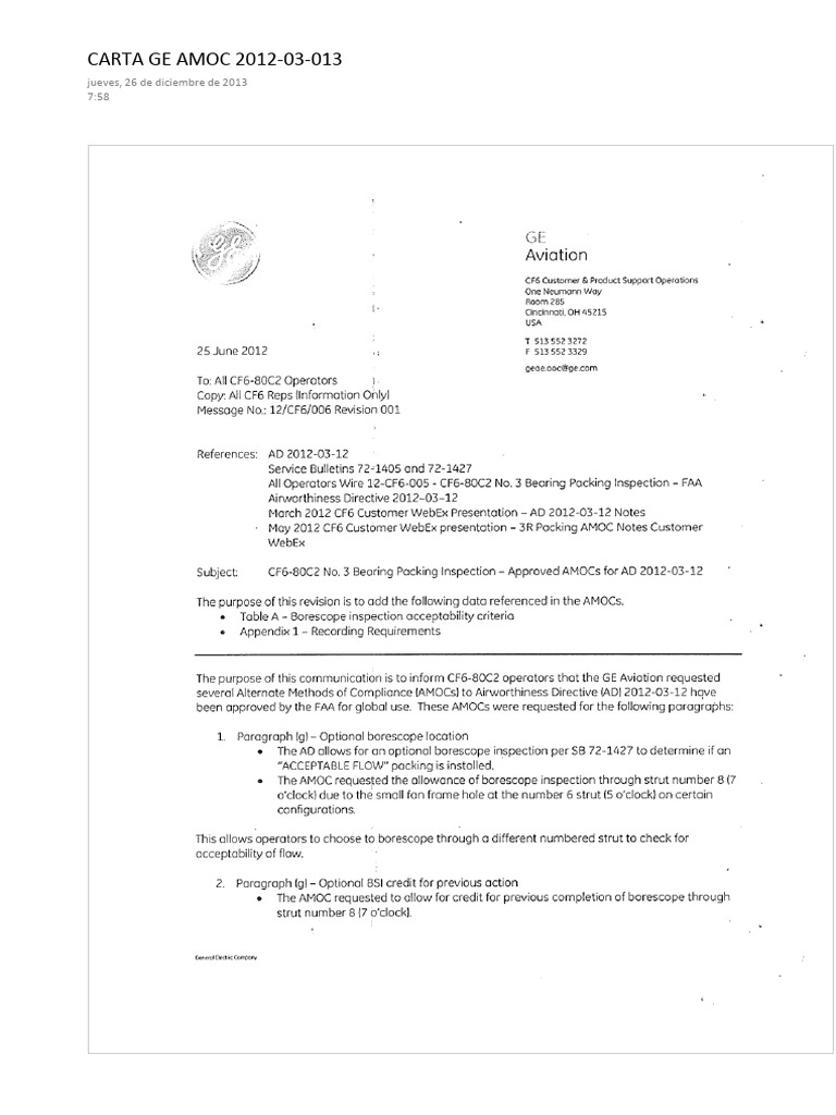 Carta Ge Amoc 2012-03-013 | PDF