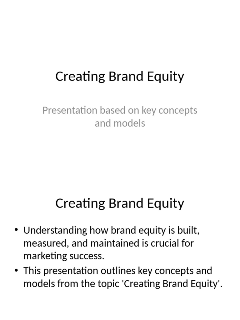 Creating Brand Equity Presentation | PDF