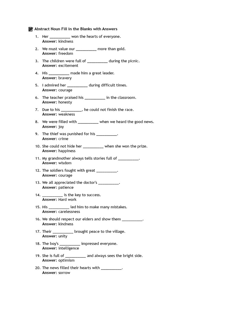 Abstract Nouns | PDF