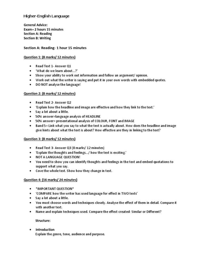 English Language Exam Tips | PDF | Paragraph | Cognition