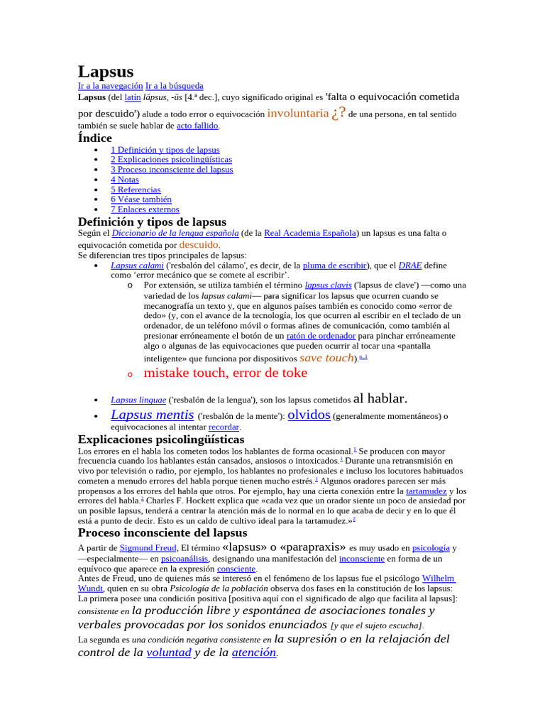 Lapsus | PDF | Familia Freud | Psicoanálisis