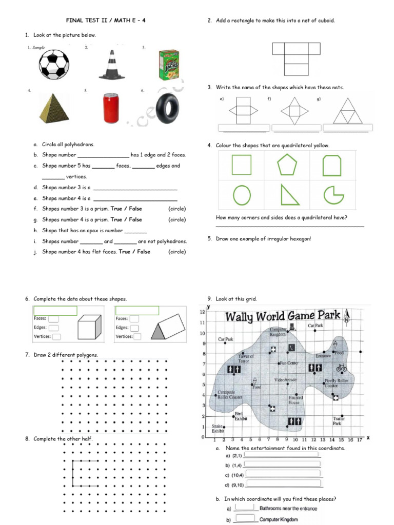 E4 Math Final Test II Overview | PDF | Shape | Rectangle