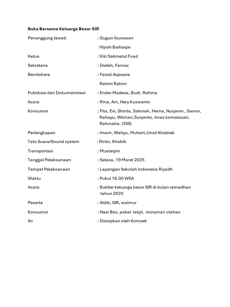 Panitia Bukber | PDF