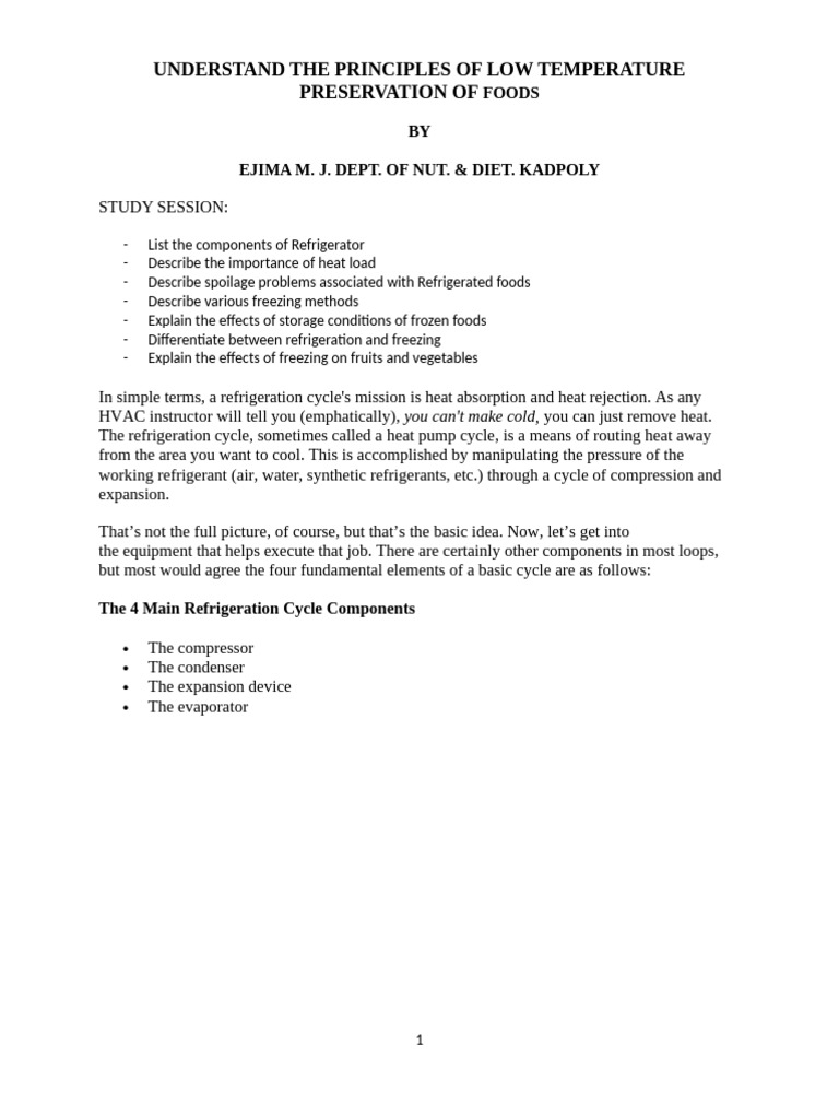 Understand The Principles of Low Temperature Preservation of Foods | PDF | Temperature