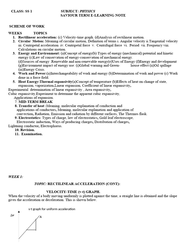 SS 1 Physics Saviour Term e - Notes | PDF | Thermal Expansion | Heat ...