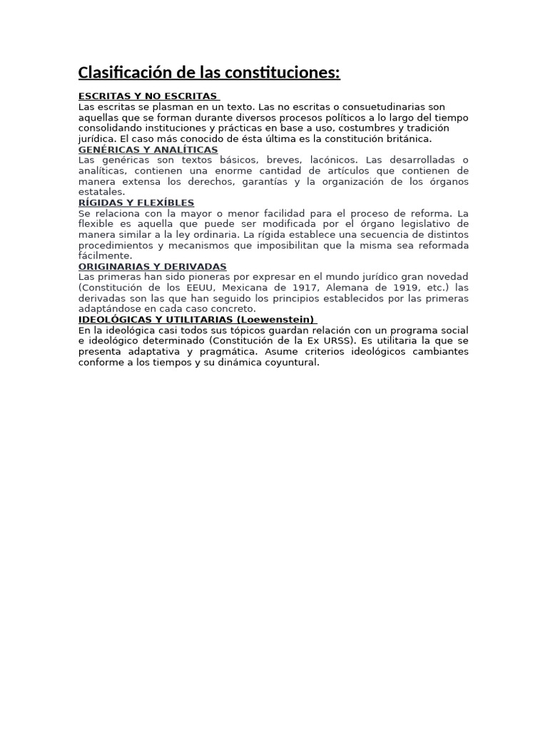 Clasificación de las constituciones | PDF