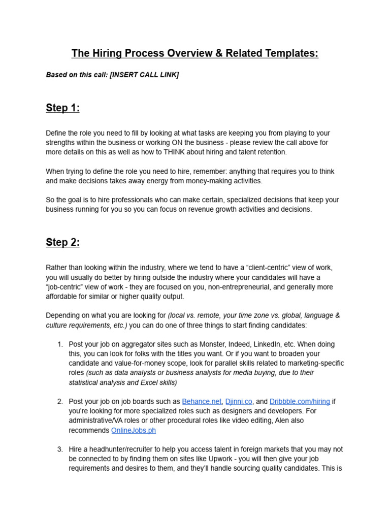 Alen's Hiring Process Templates For FF | PDF | Recruitment | Cognition