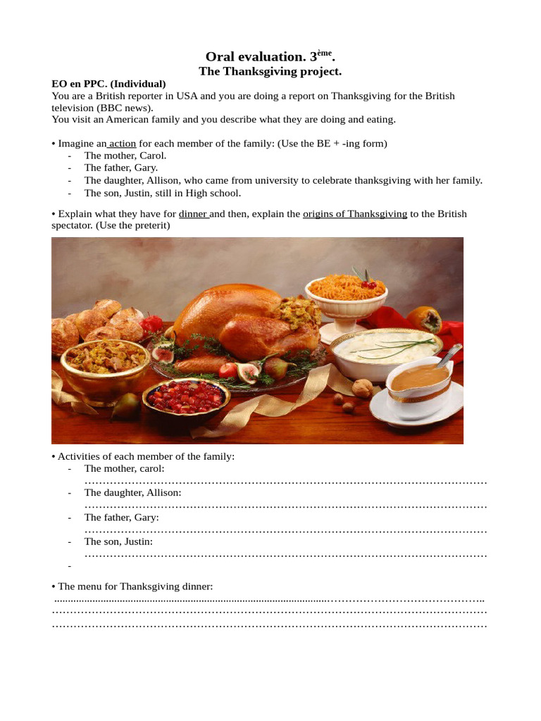 Oral Evaluation Thanksgiving | PDF