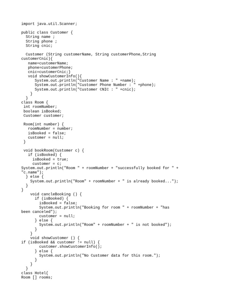 PROJECT - Hotel Room Booking System | PDF | Computer Programming ...