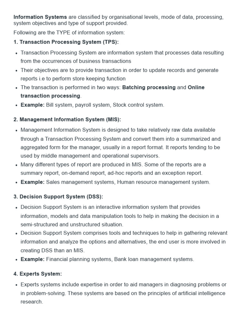 Types of Information System | PDF