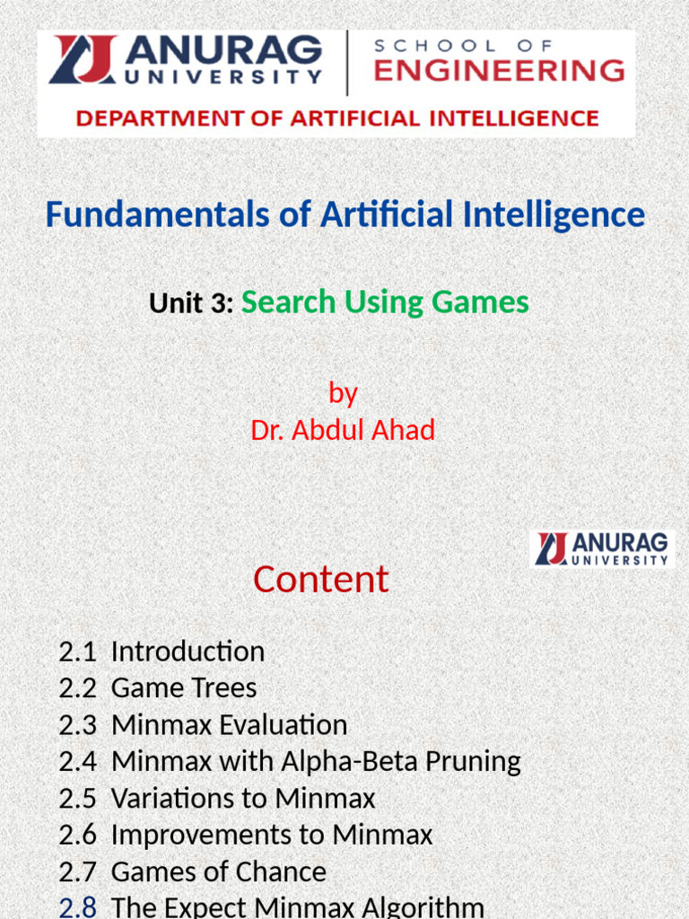 FAI - Unit 3 - Search Using Games | PDF | Game Theory | Theoretical ...