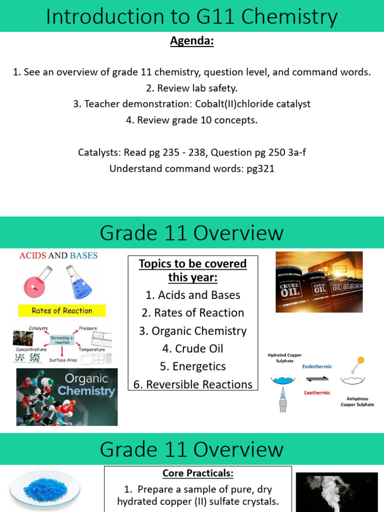 Lesson - Introduction To G11 Chemistry | PDF | Catalysis | Chemical ...