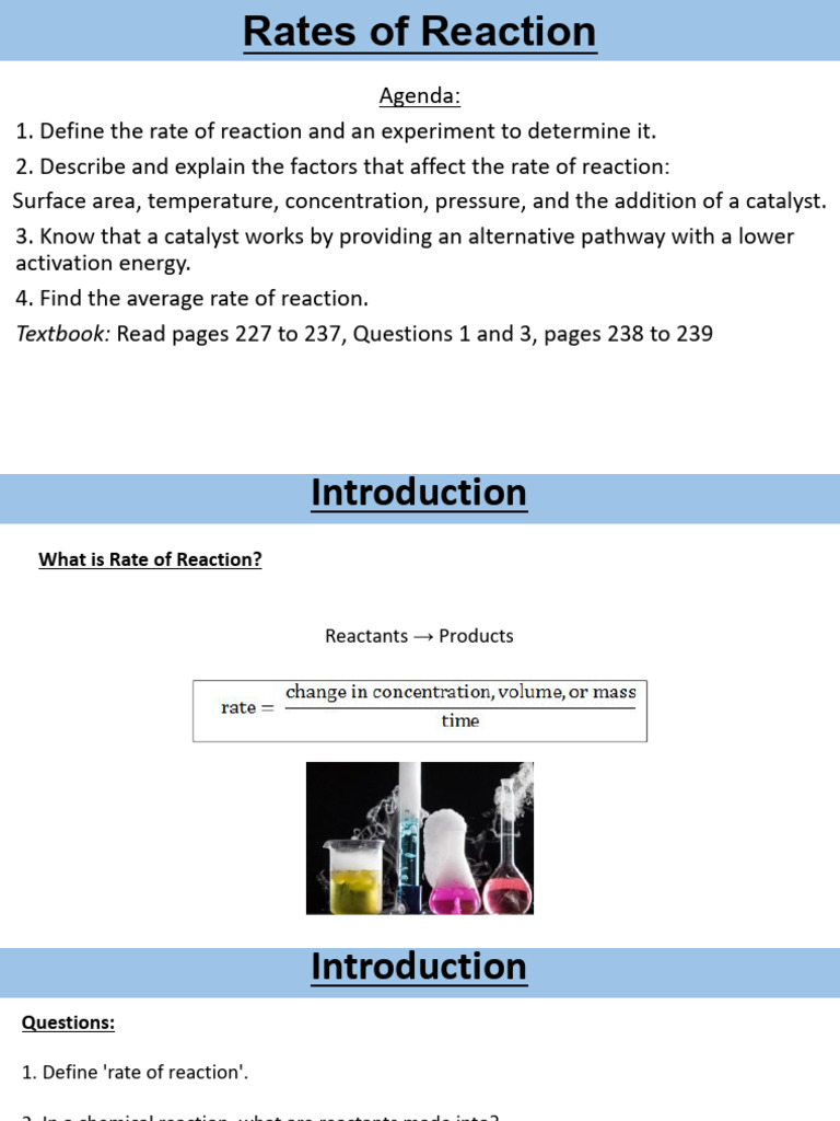 Lesson - Rate of Reactions | PDF | Reaction Rate | Catalysis