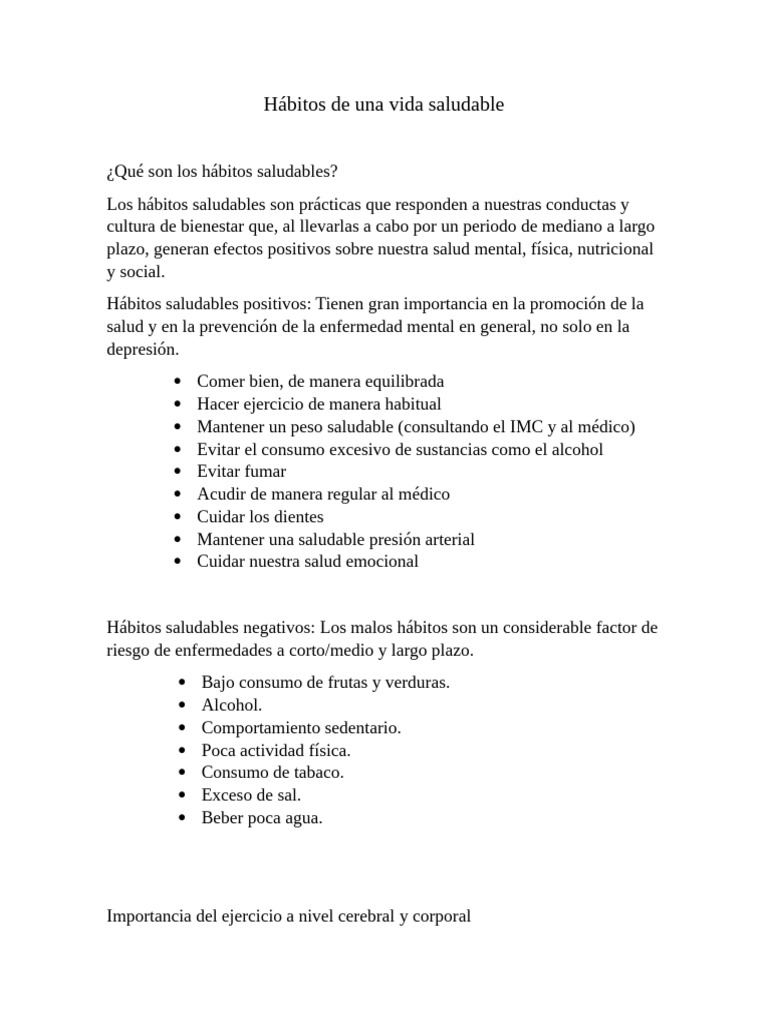 Hábitos de Una Vida Saludable | PDF