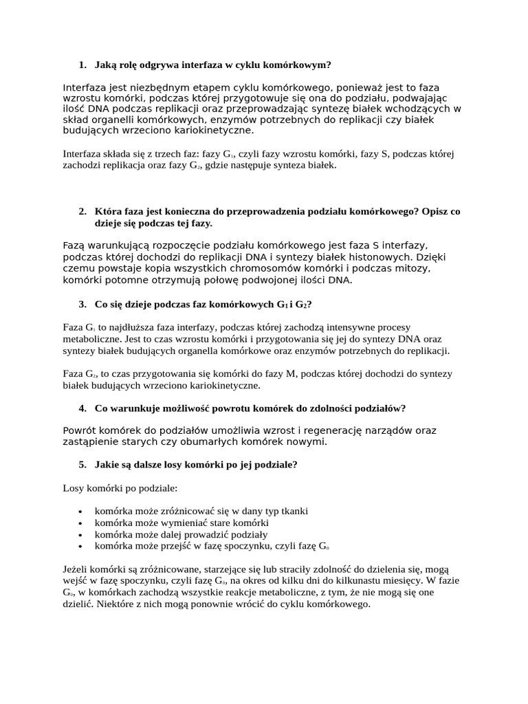 Biologia Interfaza | PDF