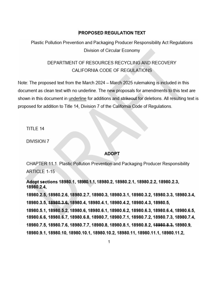 SB 54 Proposed Reg Text (May 2025) | PDF | Reuse | International ...