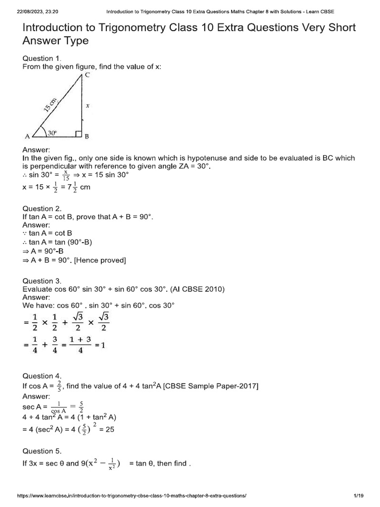 CH - Trignometry | PDF