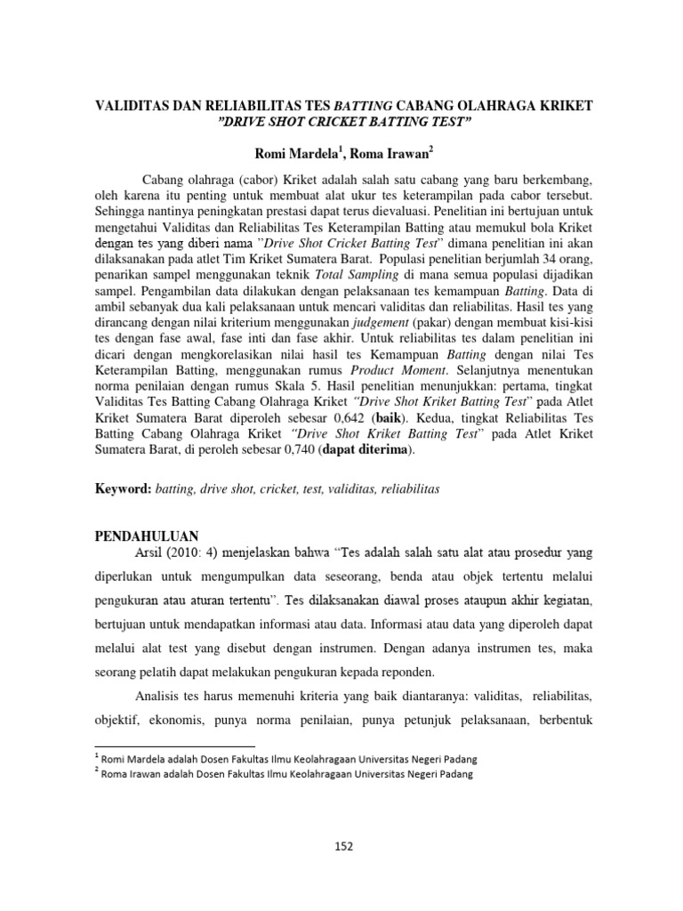 Validitas_Dan_Reliabilitas_Tes_Batting_C | PDF