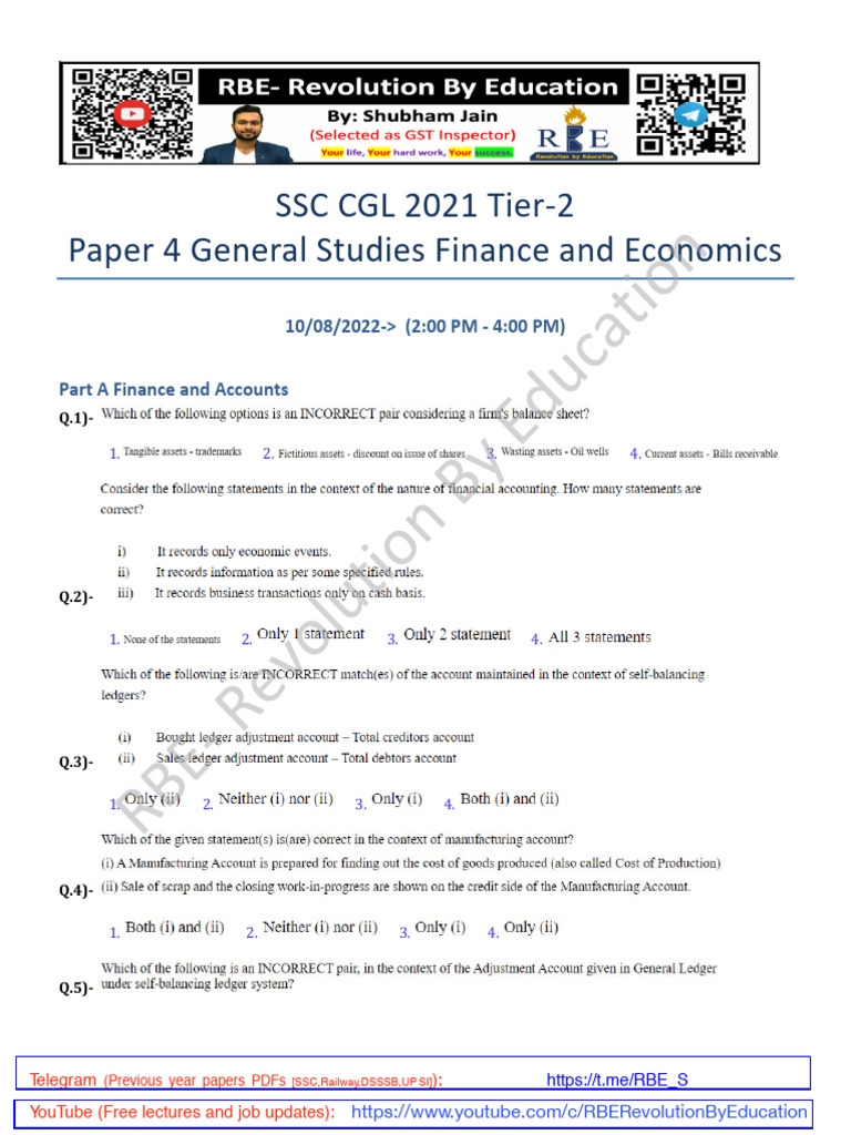 Aao (Eng) 10 Aug SSC CGL 2021 Tier-2 Mock PDF - Rbe | PDF | Application Software