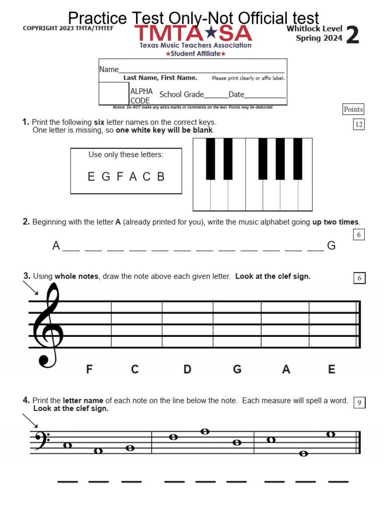Level 2 - Spring 2024watermarked | PDF | Rhythm | Music Theory