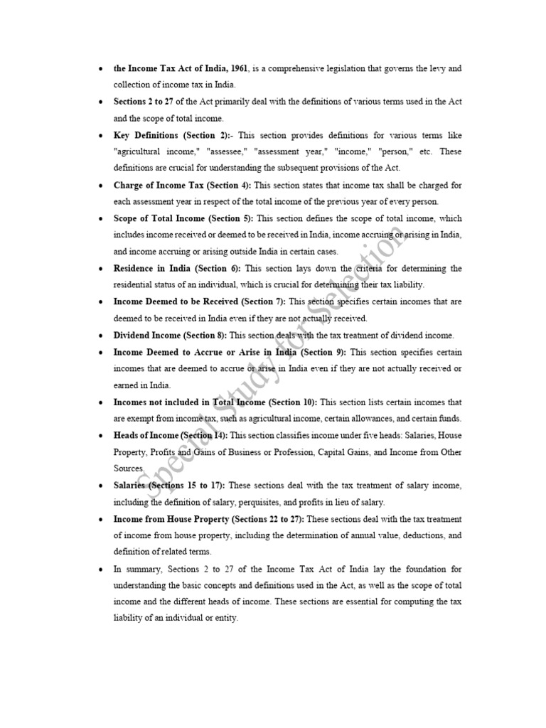 Income Tax Notes With MCQ | PDF | Tax Exemption | Dividend