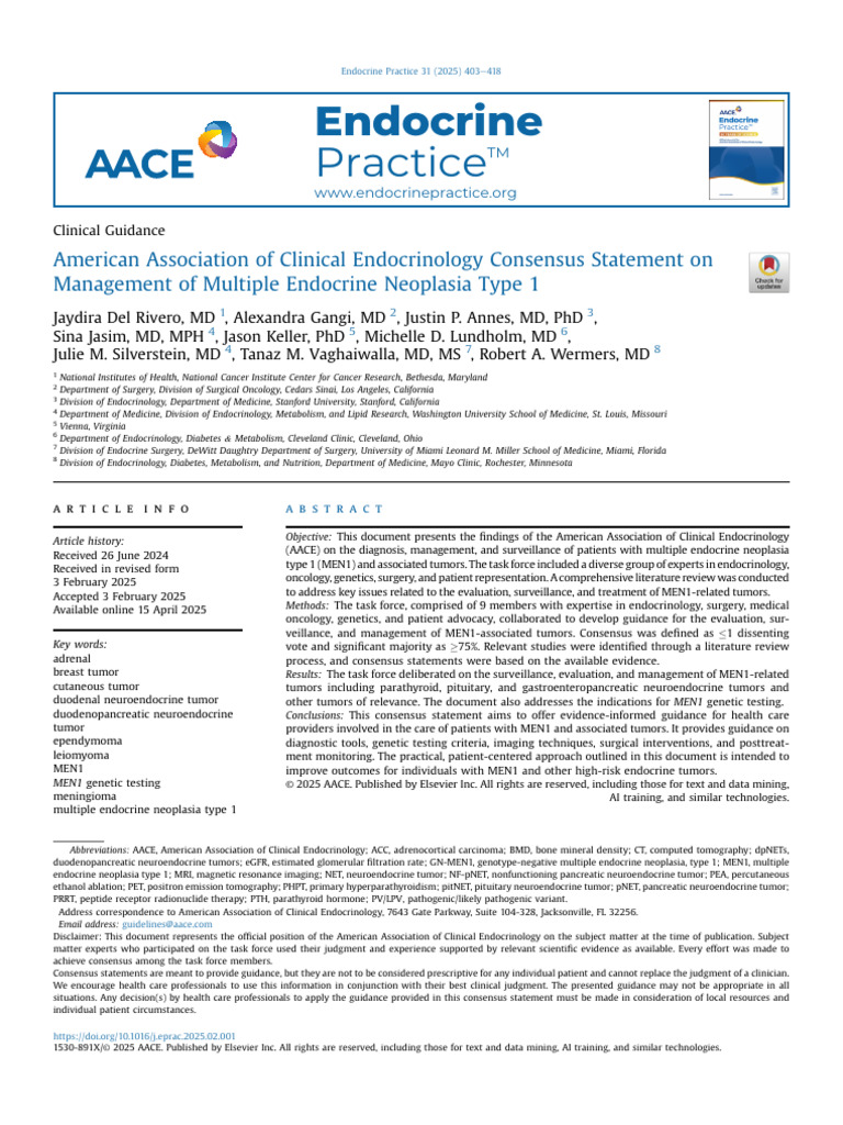2025 MEN I AACE Guidelines | PDF | Medical Imaging | Medical Specialties