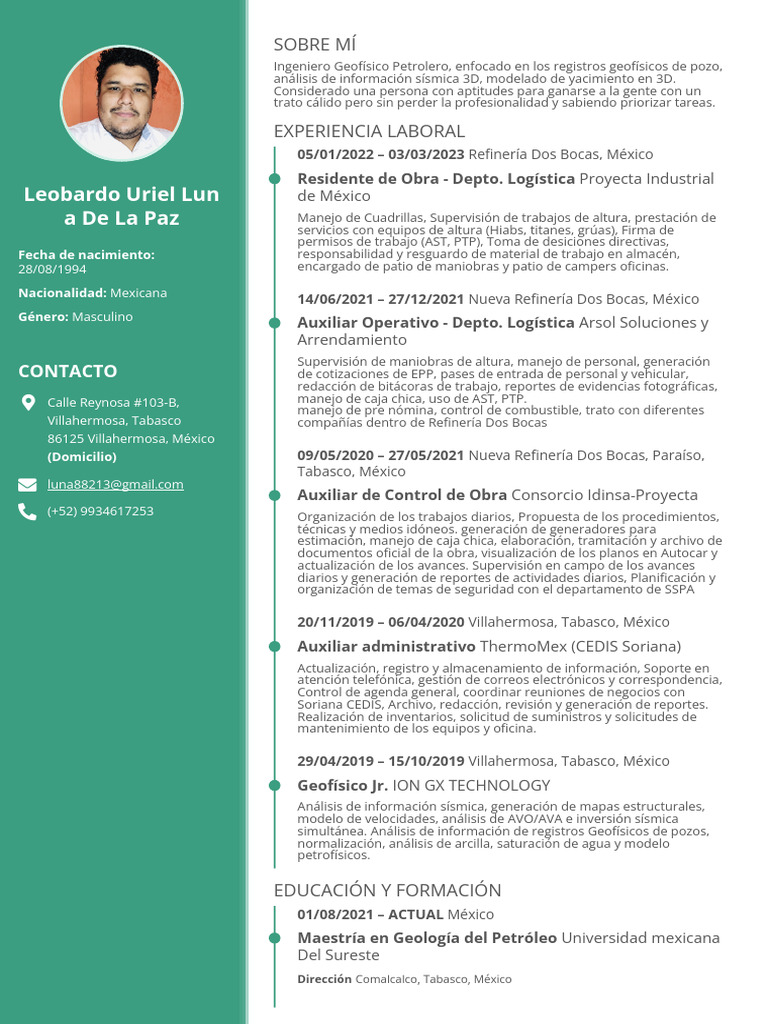 CV.-leobardo Uriel Luna de La Paz | PDF | México