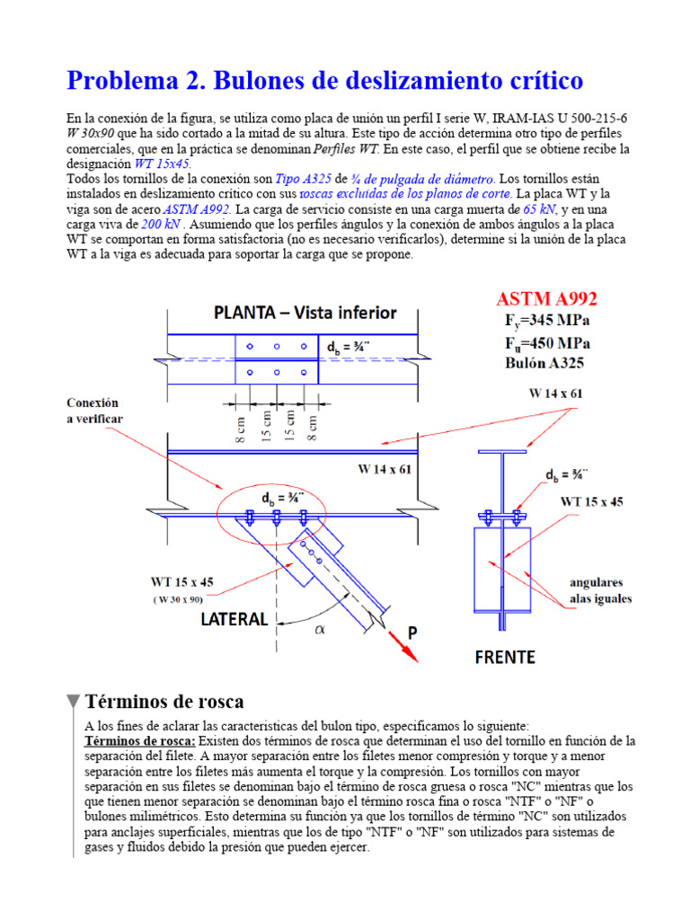 Calculo de Bulones | PDF | Tornillo | Fricción