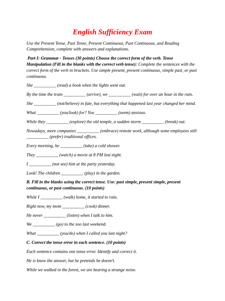 English Sufficiency Practice Exam | PDF | Mountaineering