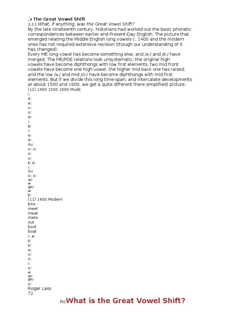 22 the Great Vowel Shift | Vowel | English Language