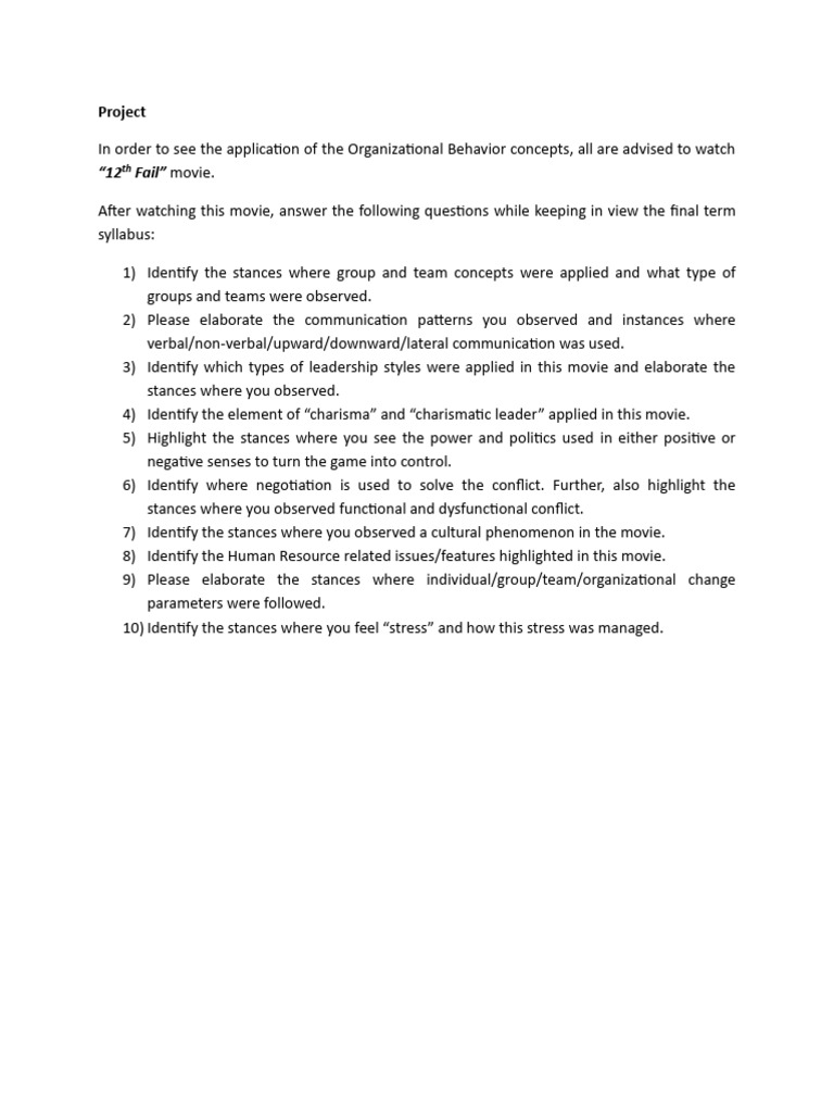 Assignment Movie Questions | PDF