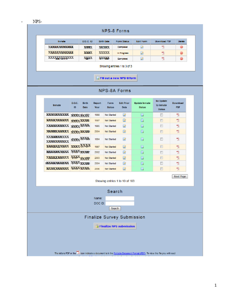 Appendix 1 - Screenshots For NPS8 Web Data Collection Tool | PDF