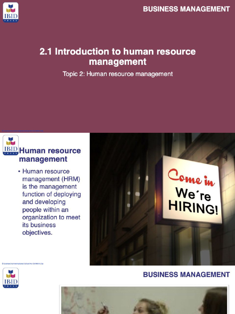 2.1 Introduction To Human Resources | PDF