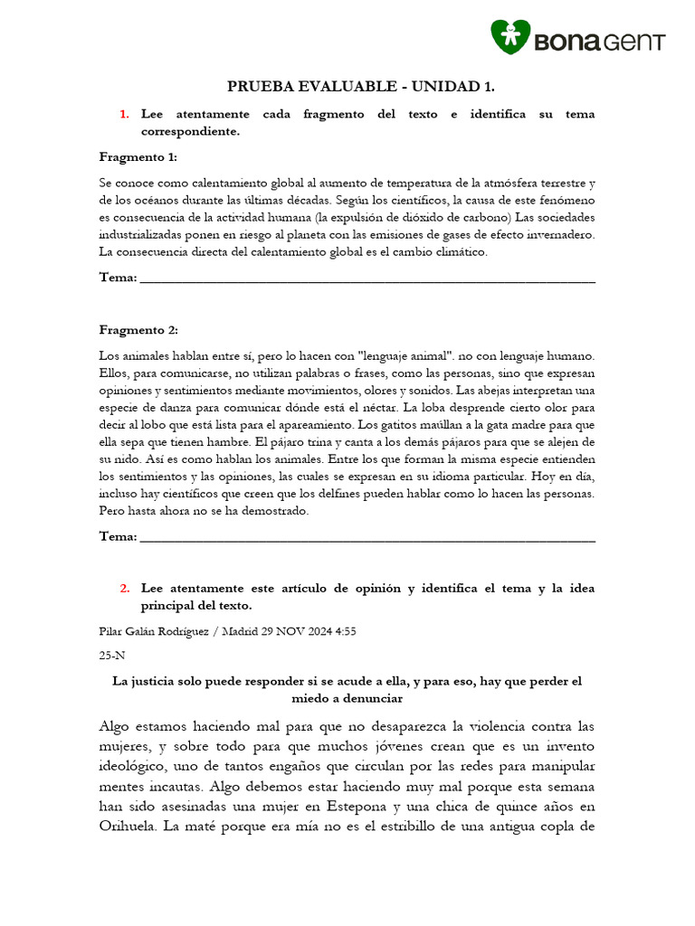 Prueba Evaluable | PDF | Cambio climático