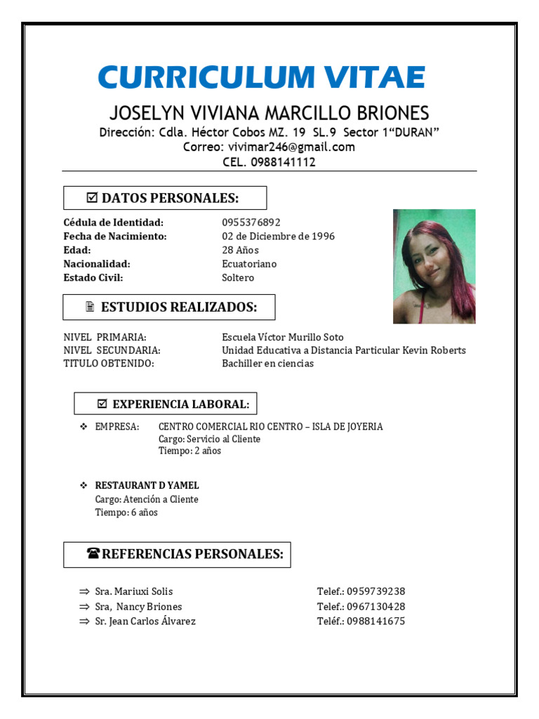 Comparto 'CV .Joselyn Marcillo 2' Con Usted | PDF