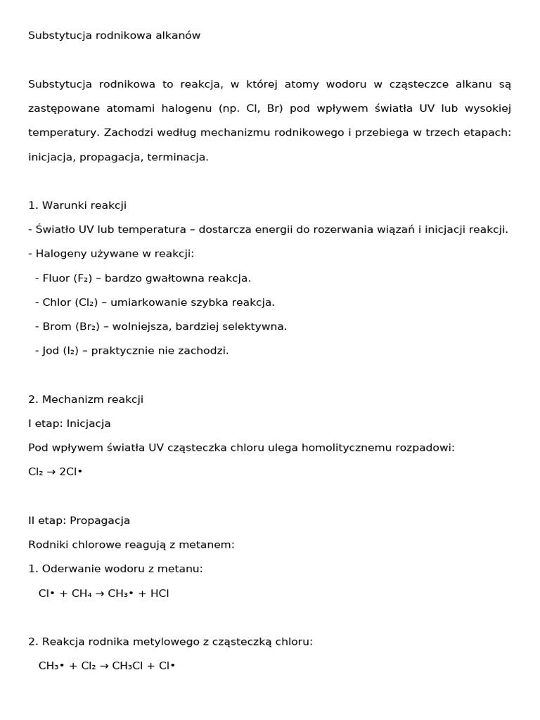 Substytucja Alkany | PDF
