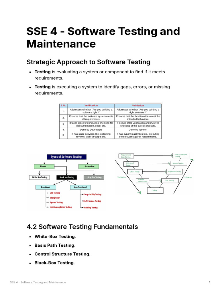 Sse 4 Software Testing And Maintenance Pdf Software Testing