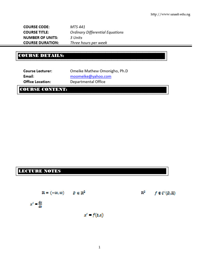 Ordinary Differential Equations | PDF | Eigenvalues And Eigenvectors | Matrix (Mathematics)