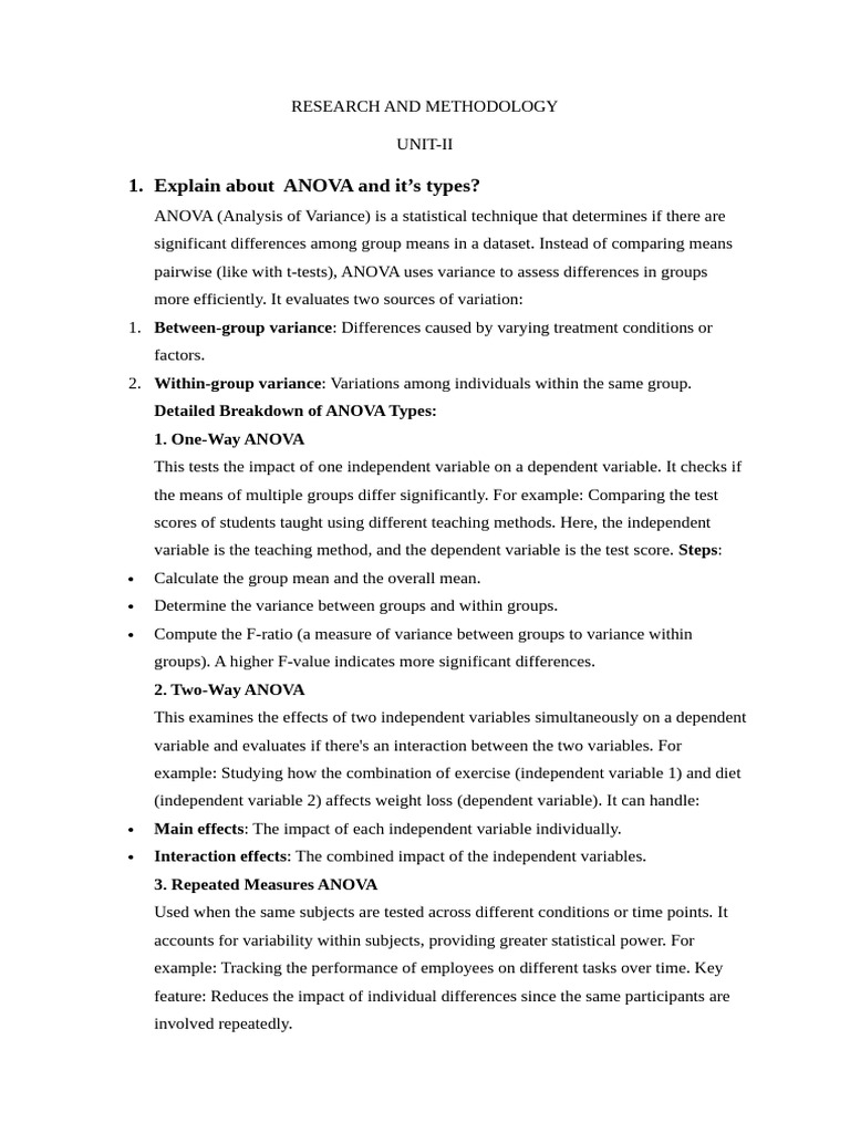 Research and Methodology | PDF | Sampling (Statistics) | Analysis Of Variance