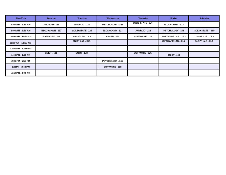 FORMAT TIME TABLE | PDF
