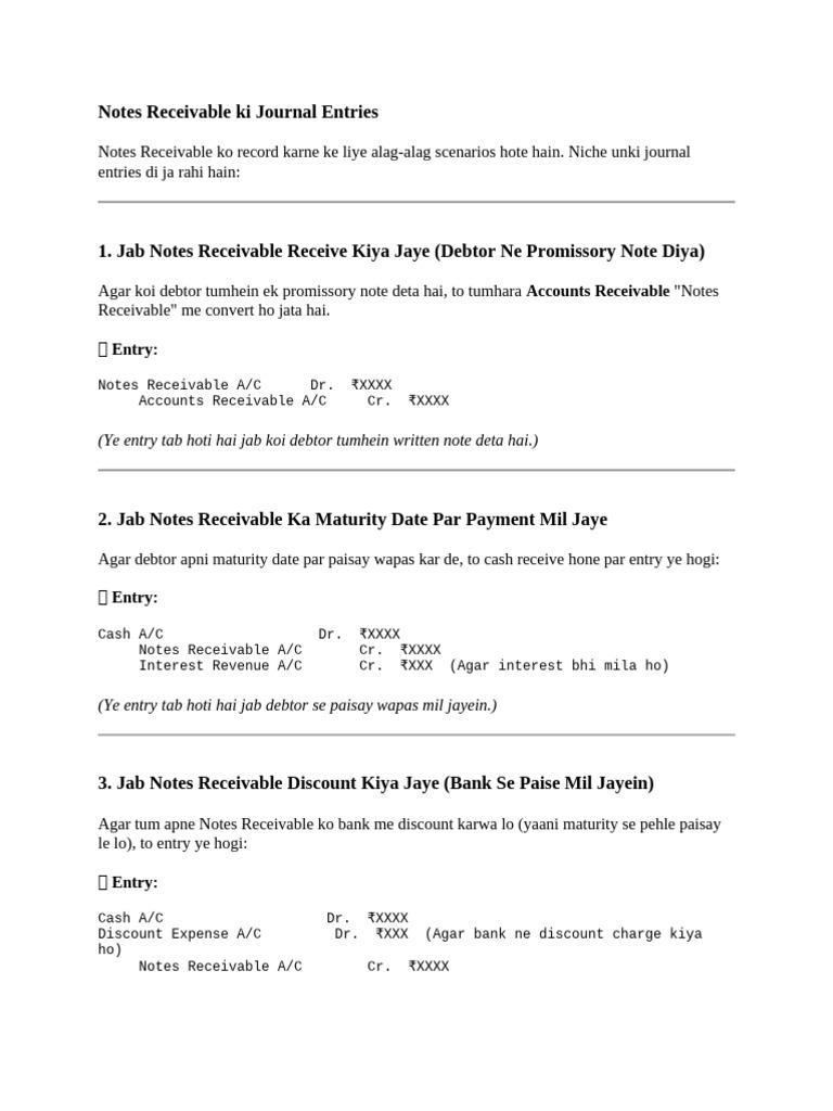 Journal Entries for Notes Receivable | PDF | Debits And Credits | Bad Debt